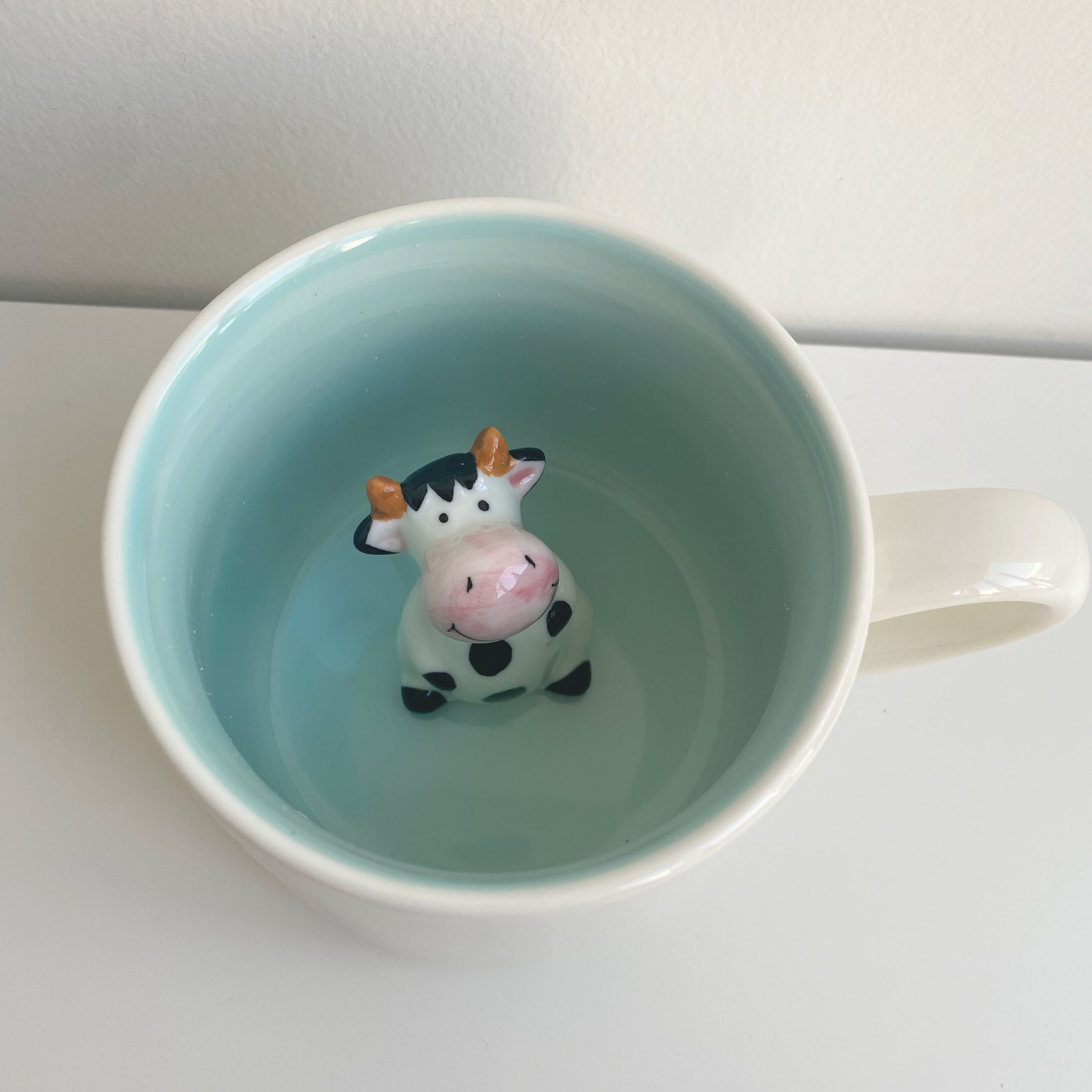 Ceramic Mug with Cow Figurine in Middle - 31 moo moo mug – shopseomthing