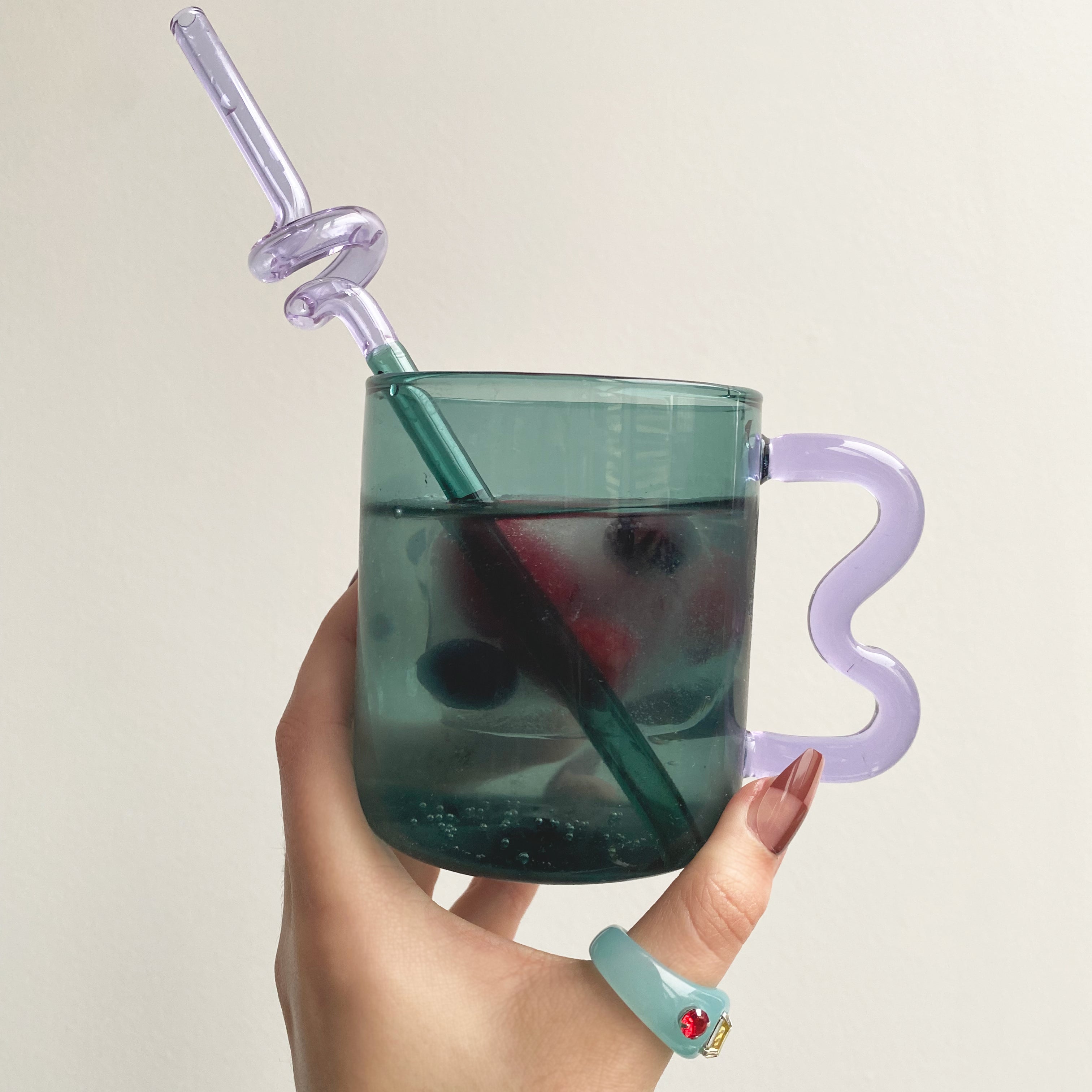 Colorful Wavy Handle Glass Mug - 02 summer daze glass mug – shopseomthing